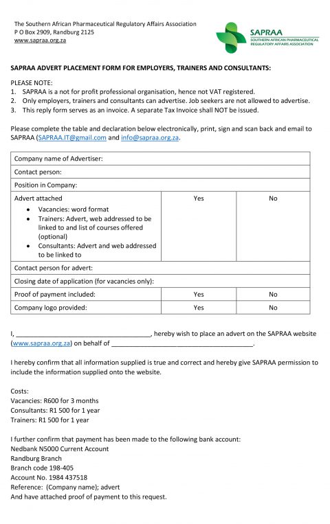 Forms and Fees | SAPRAA